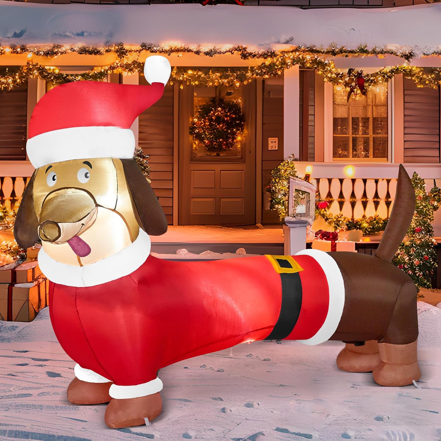 Décoration gonflable de chiot de Noël de 160 cm avec LED intégrée ...