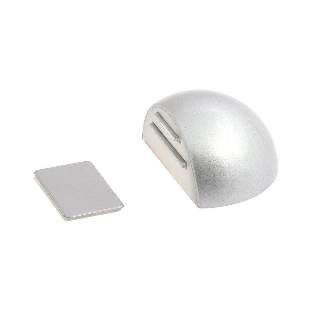 Adhesive Matte Chrome Door Stopper with Magnet Retainer | Leroy Merlin