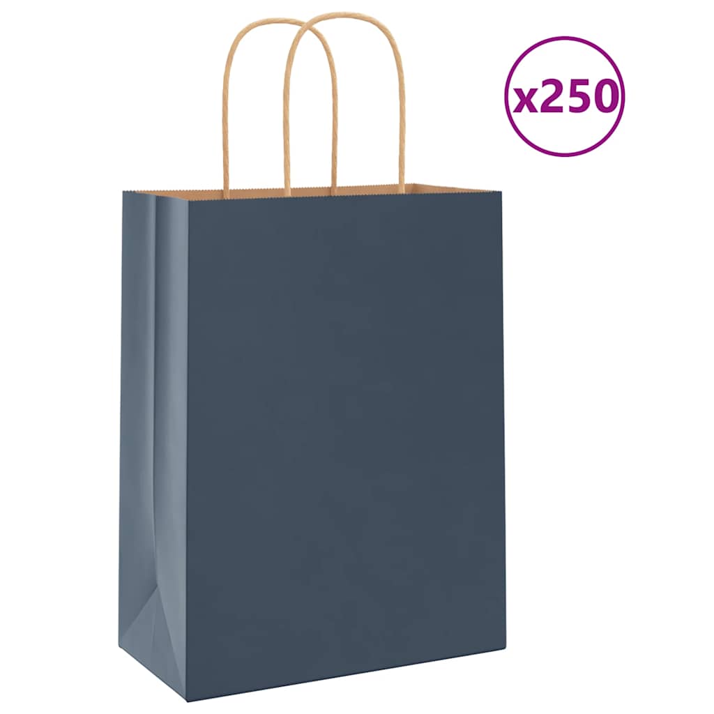 Sacs en papier kraft 250 pcs，Sacs kraft avec poignées bleu 21x11x28 cm ...