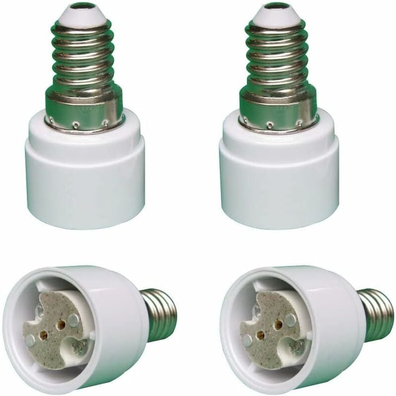 Lot de 4 adaptateurs de culot E14 vers G4 MR16 GU5.3 GU4 pour ampoule LED ou halogène | Leroy Merlin