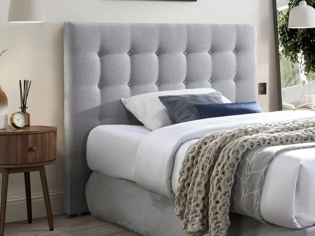 Tête de lit capitonnée 140 cm - Tissu - Gris clair - FRANCESCO | Leroy ...