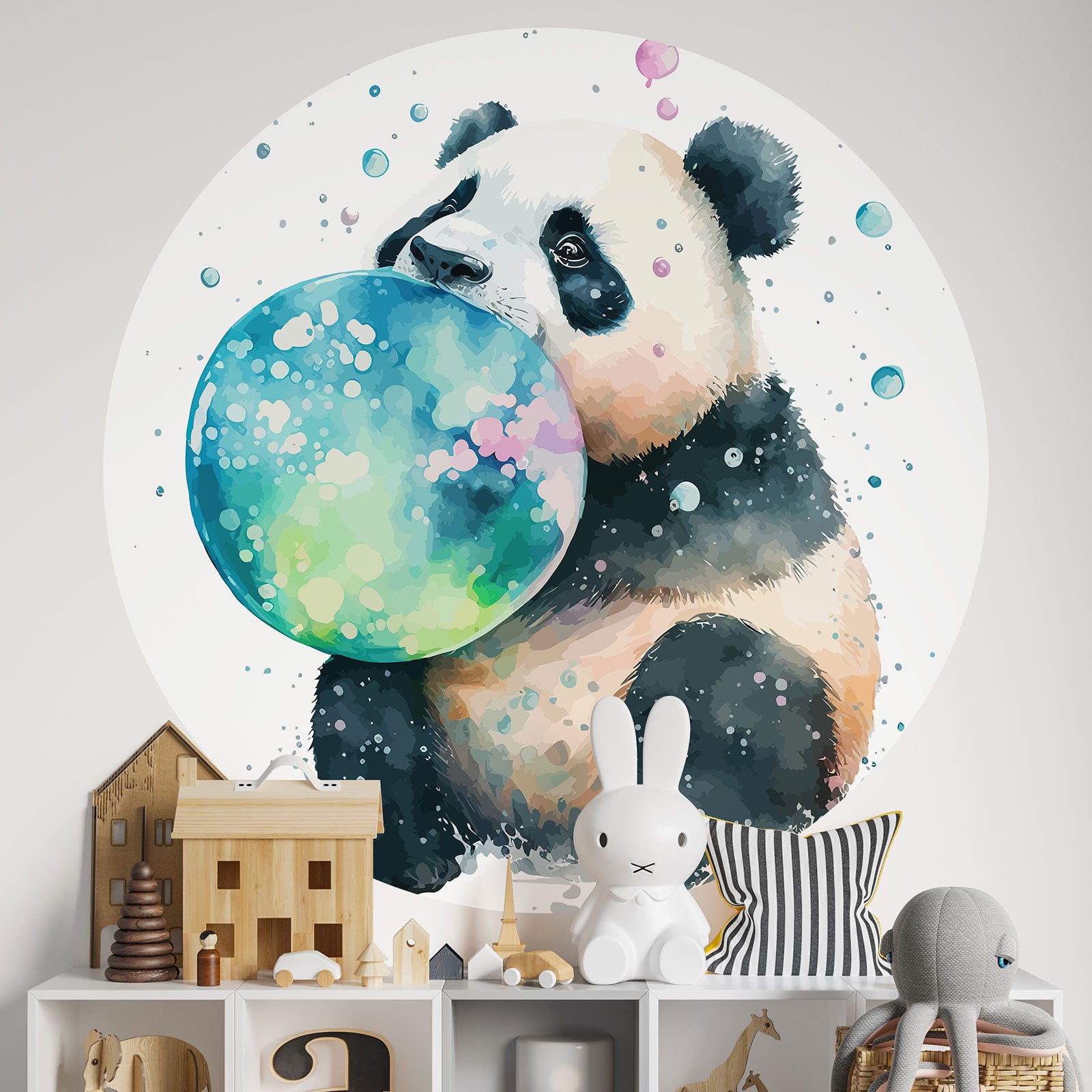 Sticker mural rond / cercle Enfants - Panda bulle 3617689833729 ...