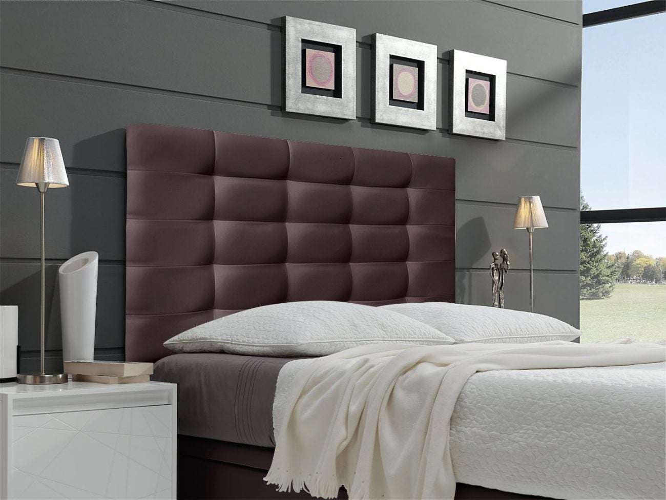 Cabecero Cama MONTANA tapizado polipiel primera calidad Marrón 150*70 ...