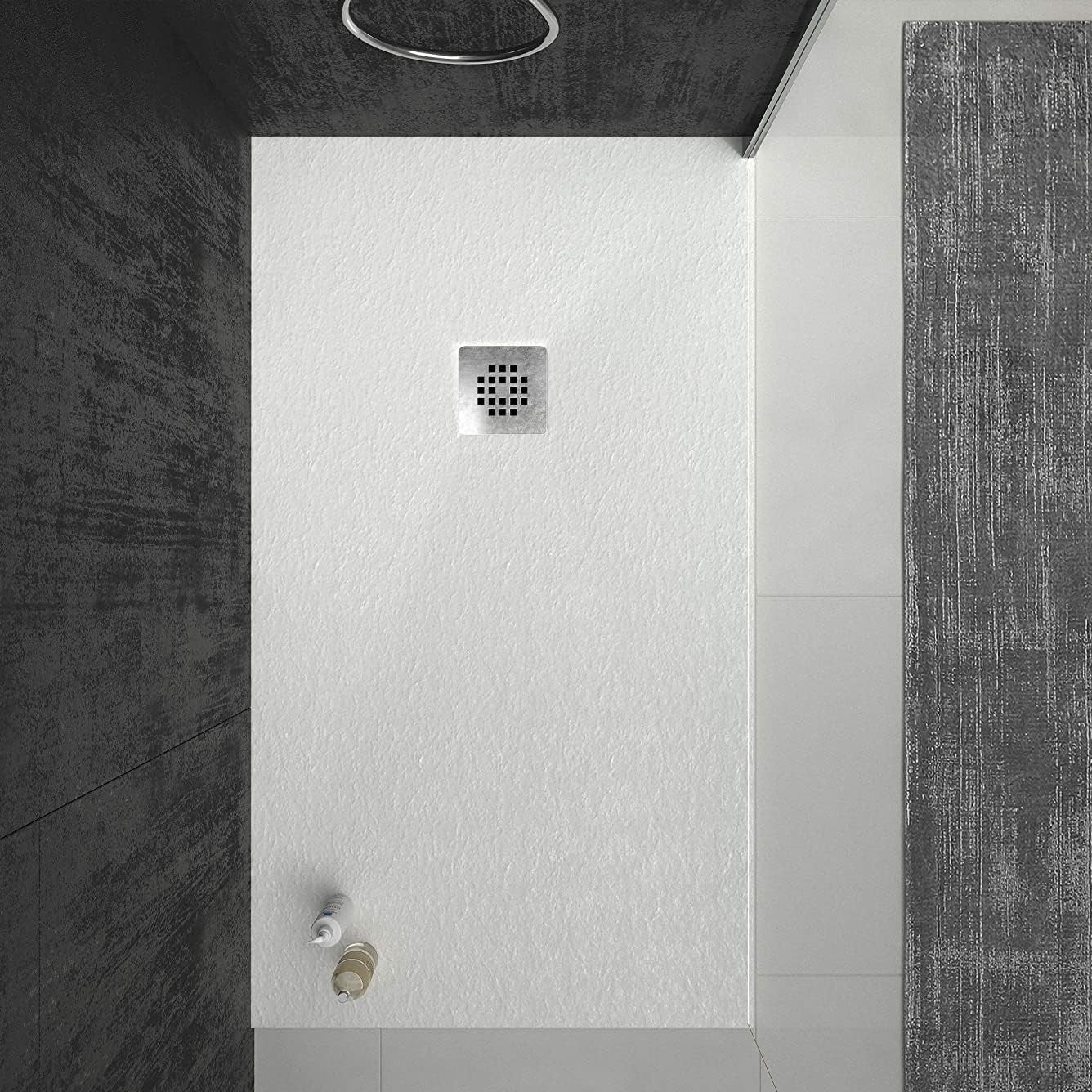 Plato Ducha Resina Ultraligero Color Blanco Textura Pizarra ...