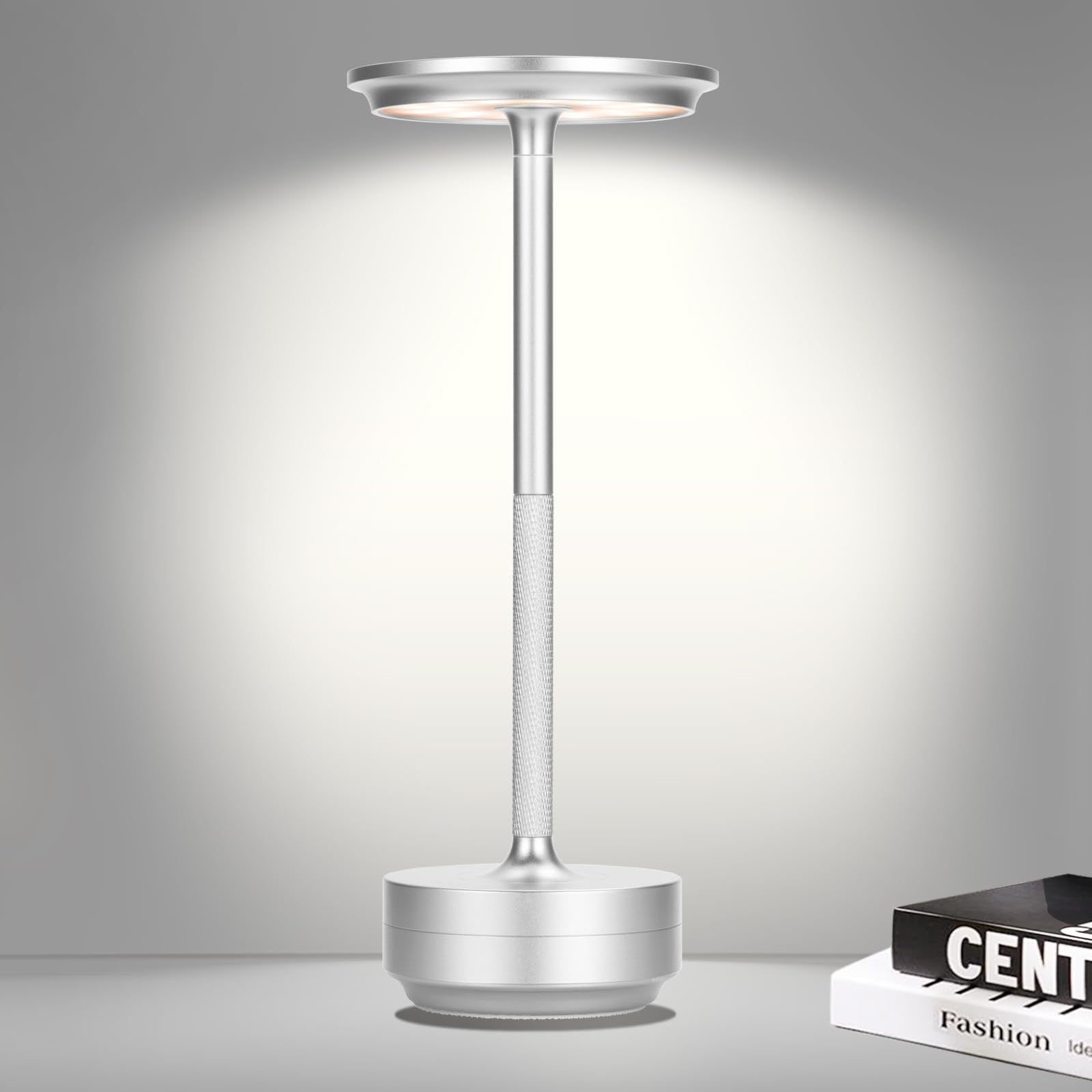 Lampe de table sans fil, lampe de table LED à piles 3 niveaux de ...