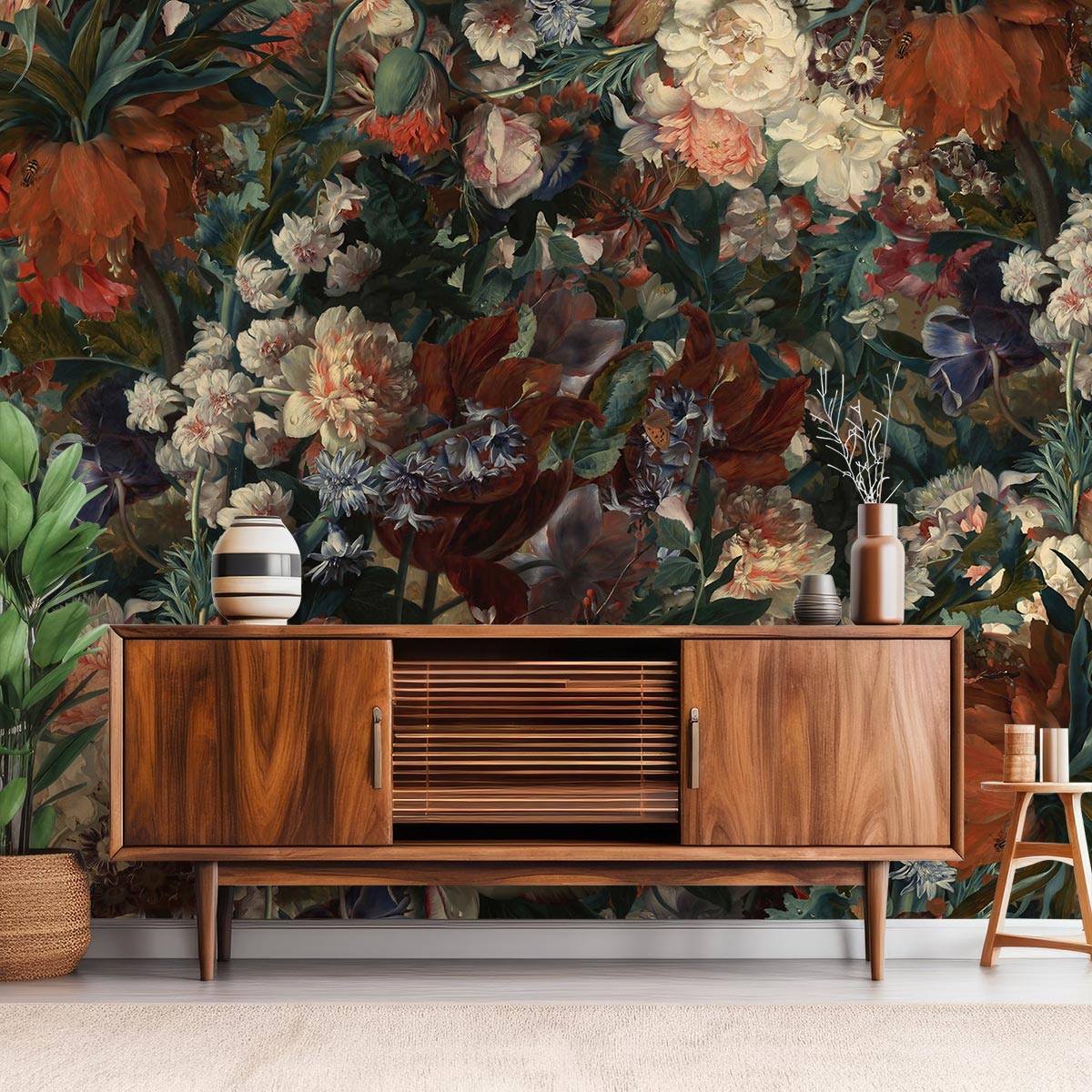 Papier peint panoramique fleurs fleurs retro | Leroy Merlin