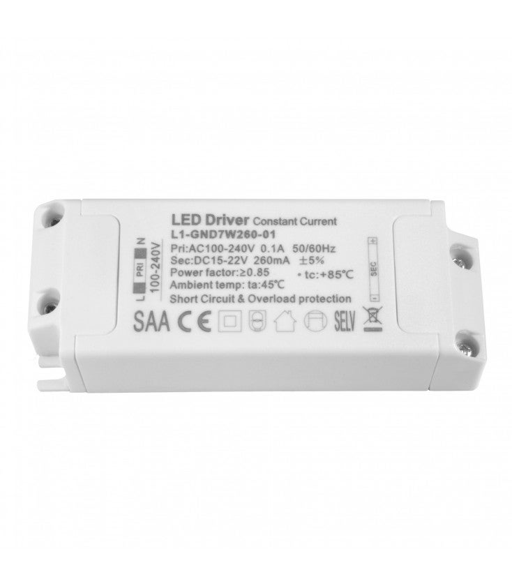 Driver / Alimentation LED CC - 260mA - 15-22VDC - 7W - ON/OFF (BTON ...