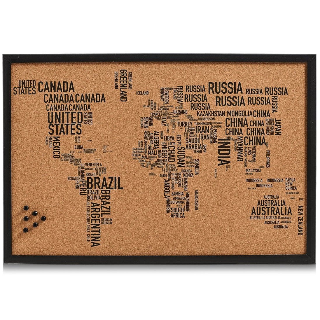 Planche en liège avec carte du monde, 60 x 40 cm Zeller, ZELLER | Leroy ...