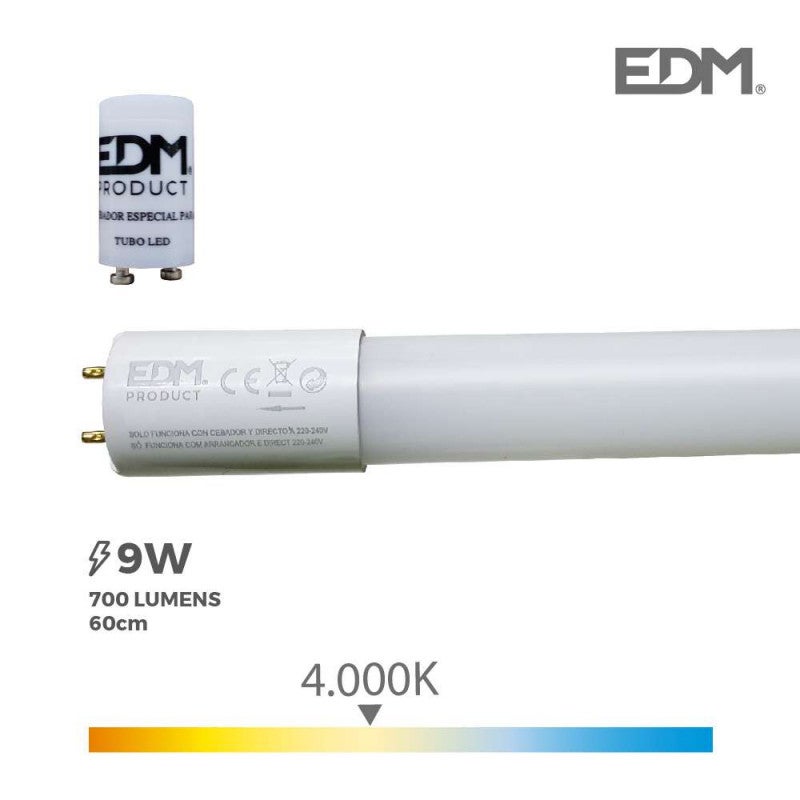 Tubo LED T8 60cm 9W 700lm - Blanco Natural 4000K | Leroy Merlin
