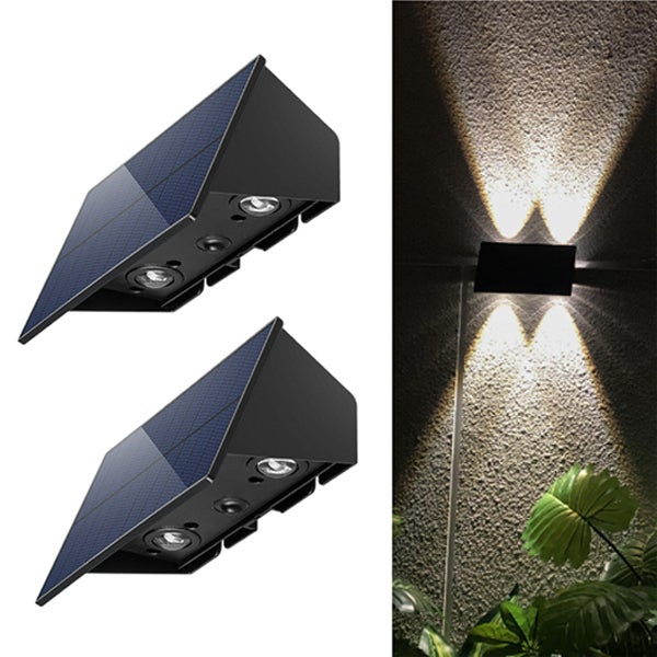 Lampes solaires d'extérieur, lot de 2 lampes murales solaires d'extérieur, lampes solaires de ...