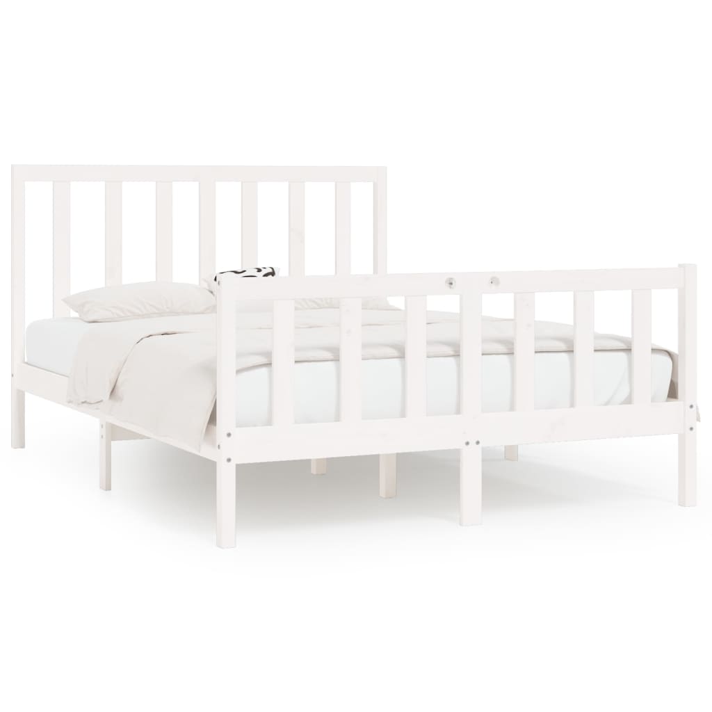 Lit double | Lit adulte | Cadre de lit Blanc Bois massif 120x200 ...