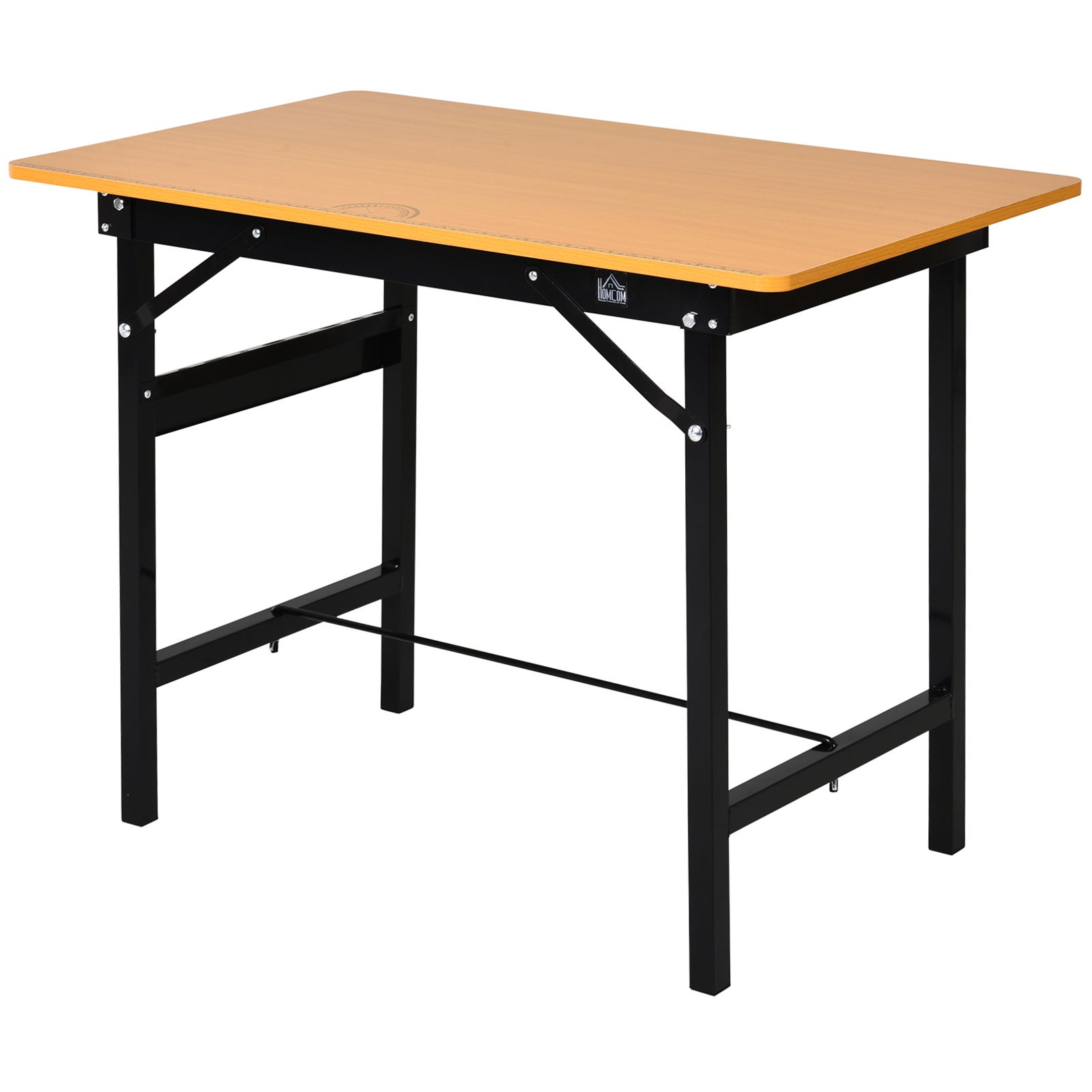 HOMCOM Table de travail MDF, métal naturel et noir 100x60x75.5 cm B71 ...