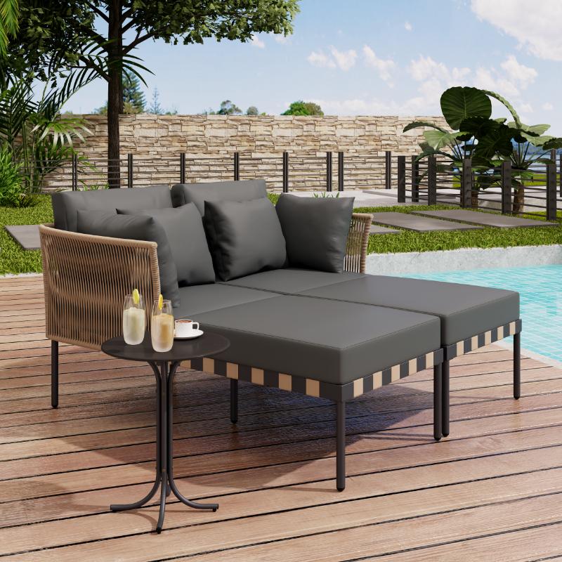 Salon de jardin modulaire avec coussins amovibles et lavables, canapé d ...