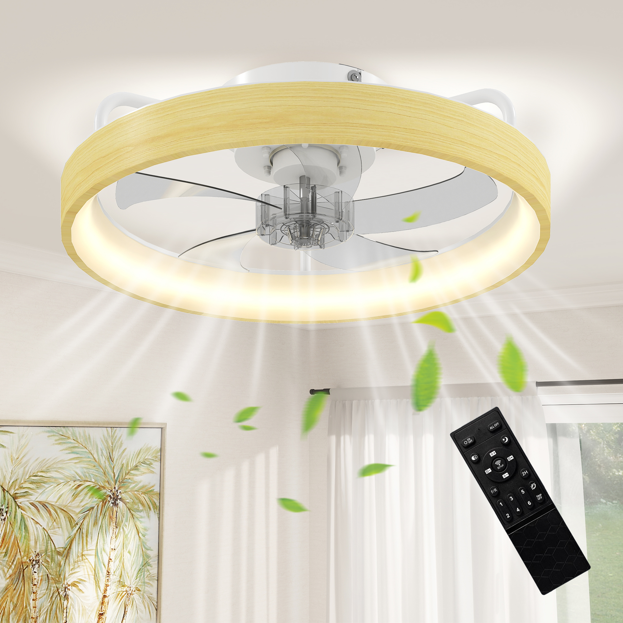 Ventilatore da soffitto con luce LED, Ø49cm, 7 pale, 6 velocità ...