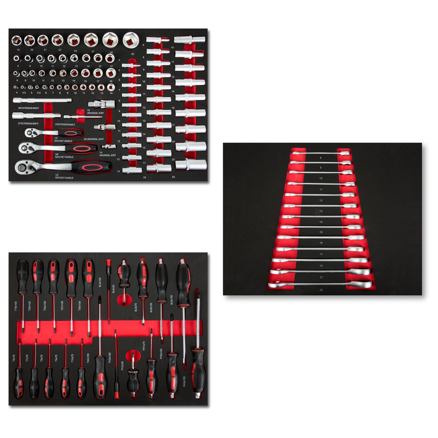EBERTH Set d'outils multitâches 114 pièces Pour servante d'atelier ...