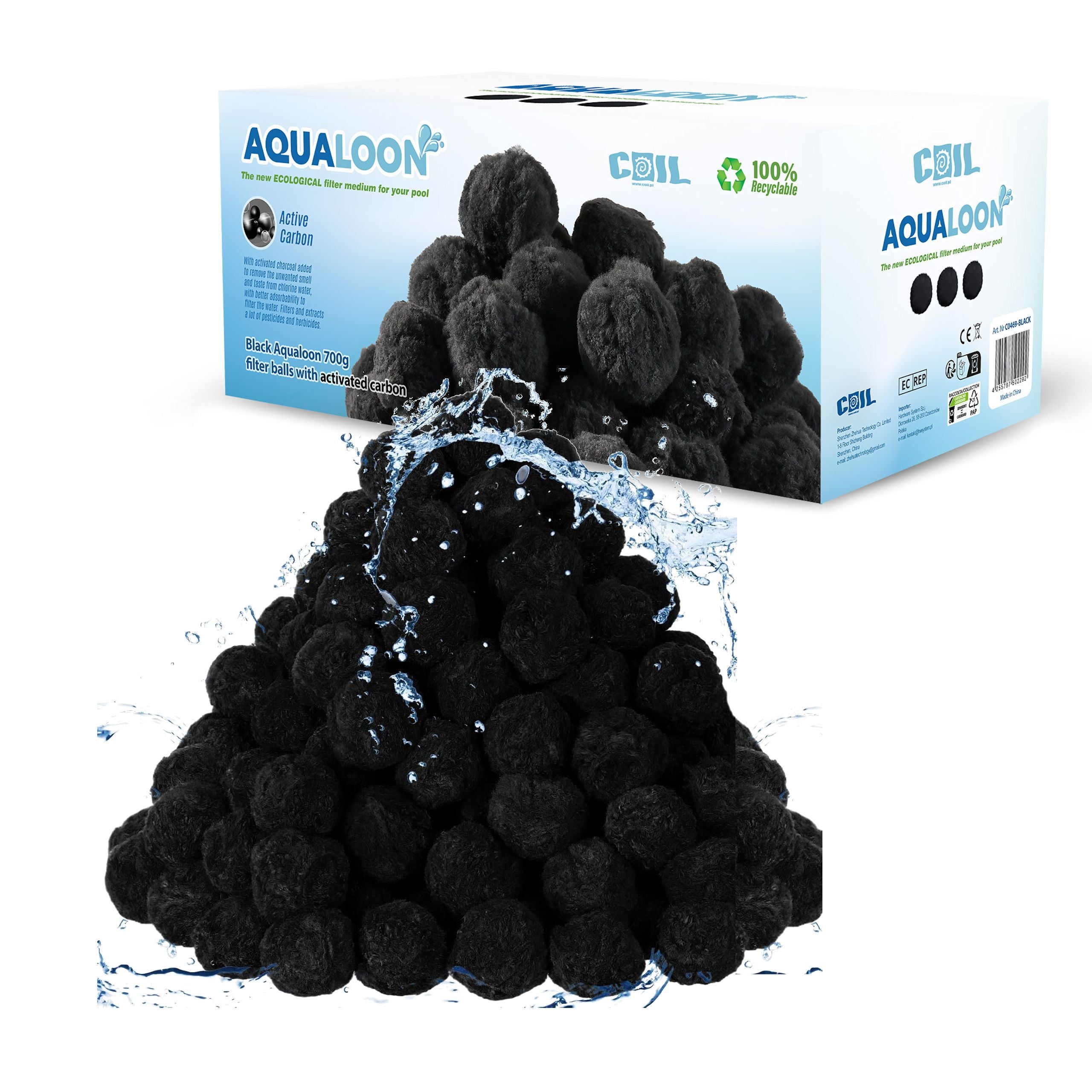 COIL Kulki filtracyjne Aqualoon BLACK do pompy piaskowej do basenu ...