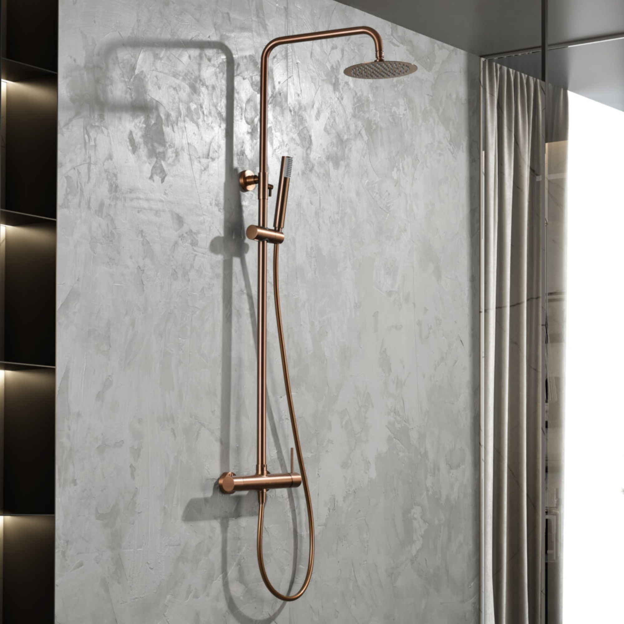 IMEX - Columna Ducha Oro Rosa Cepillado con Grifo | Kit de Ducha con ...