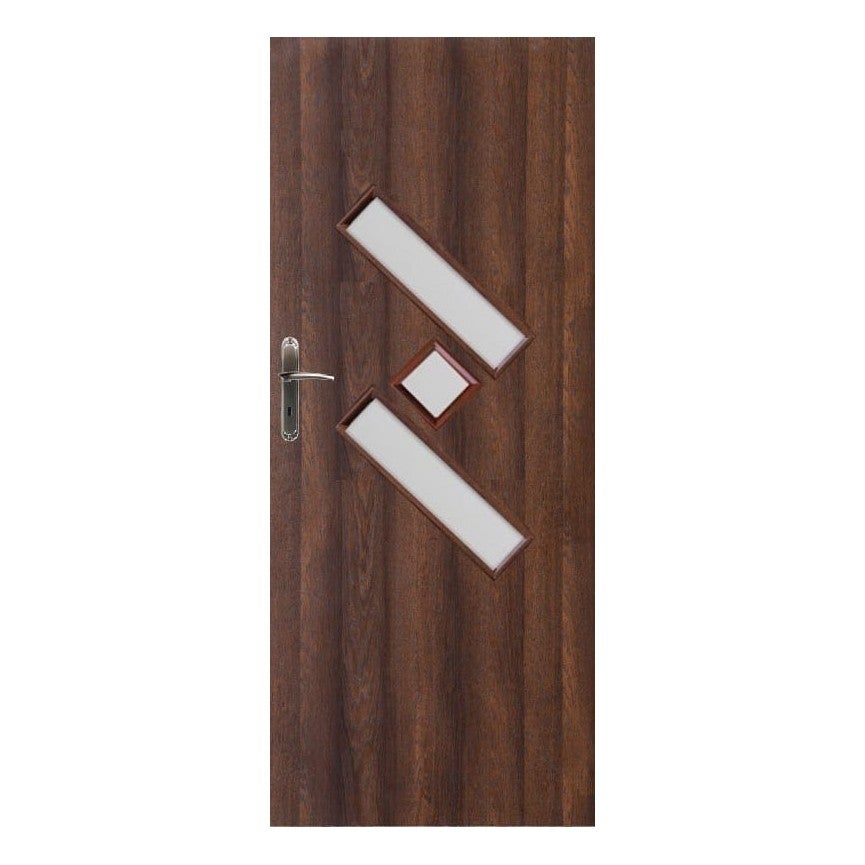 Porte d'intérieur vitrée NAVARO 3 chêne brûlé - Poussant: Gauche ...