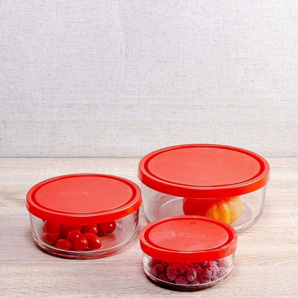 Récipients ronds en verre pour la cuisine et le voyage 3 pièces ...