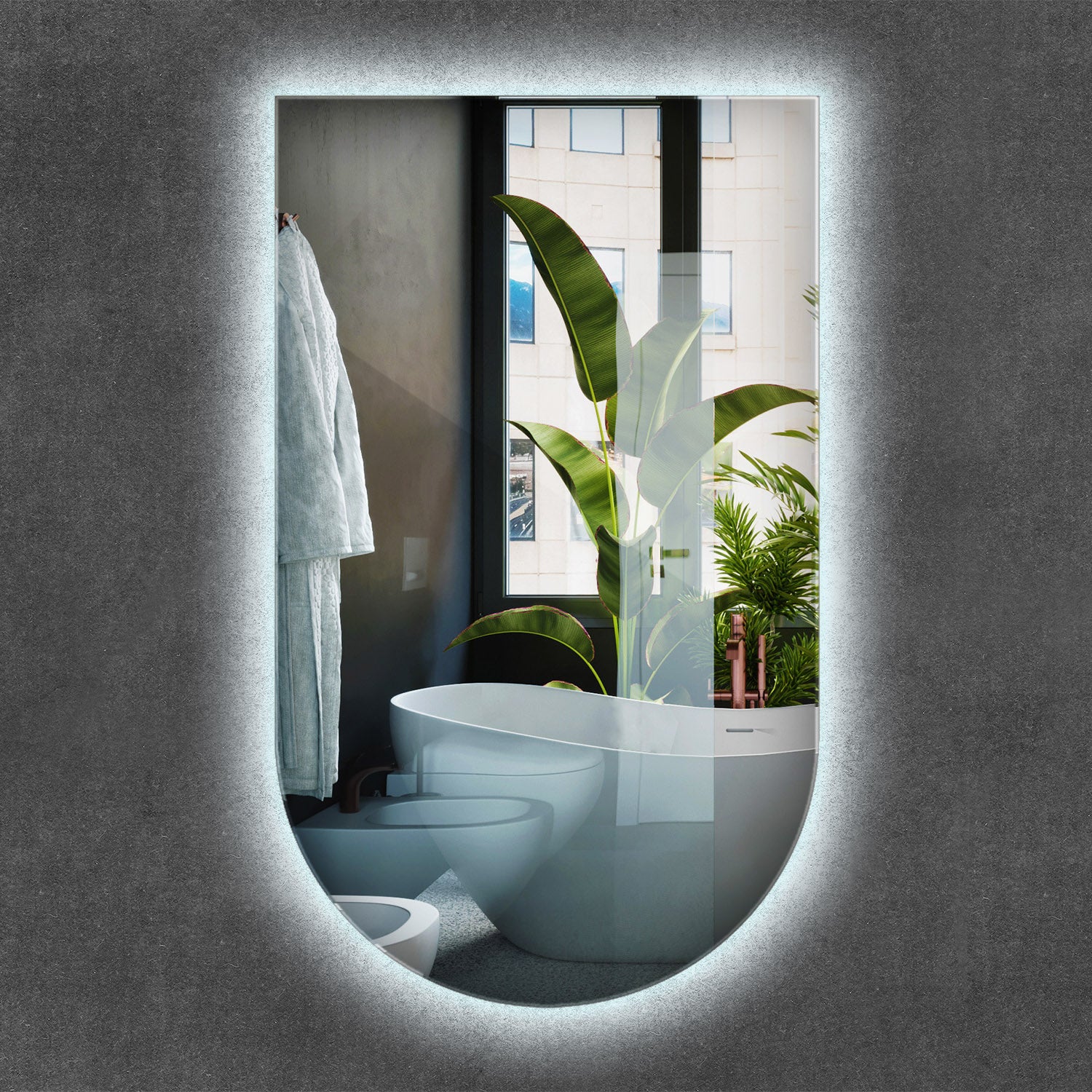 Miroir ovale LED | Wallfluent | 50x90 cm | con luz fría | miroir entrée ...