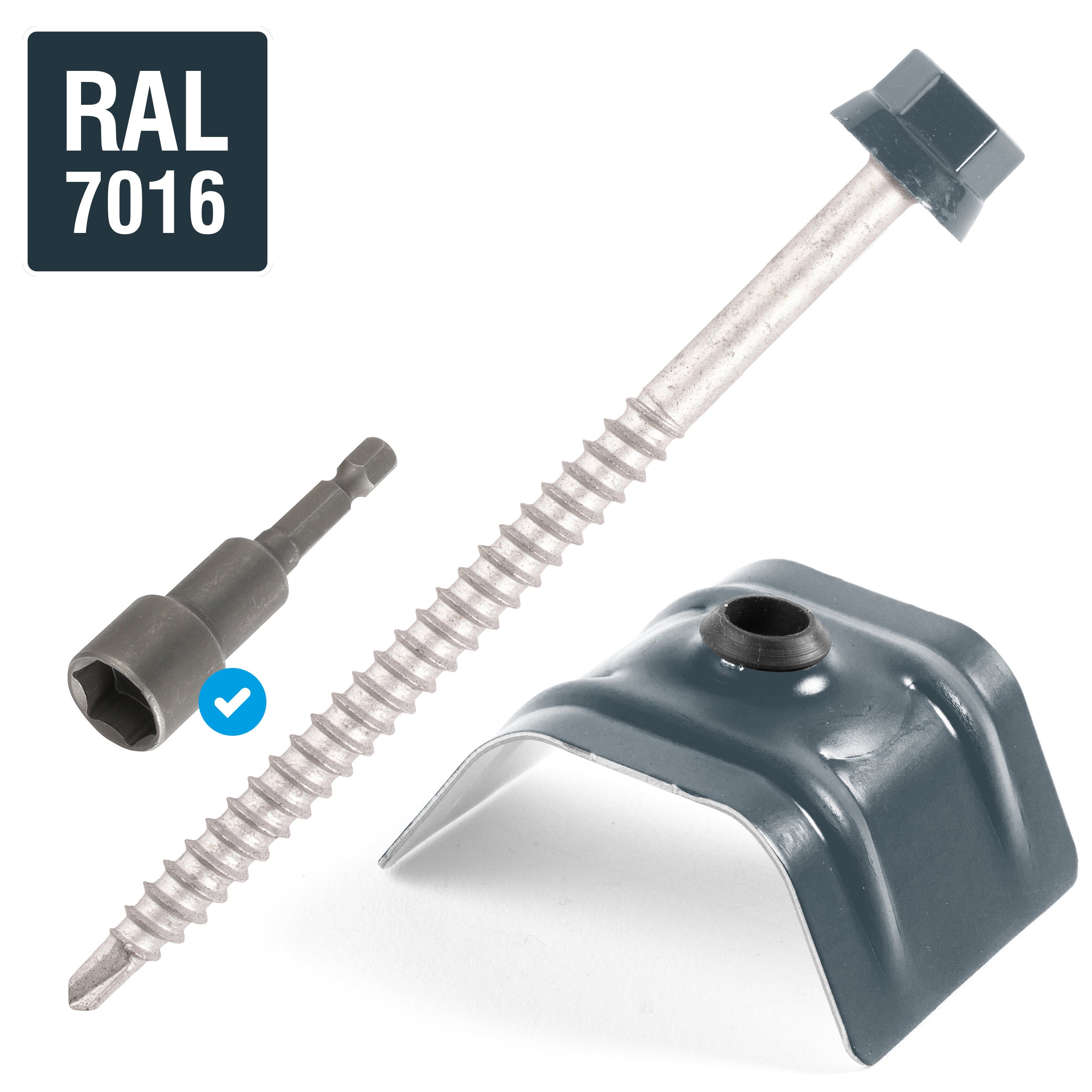 Kit 50 fixations bac acier sur bois Ø6,3 x 100 GRIS RAL7016 SCELL-IT ...