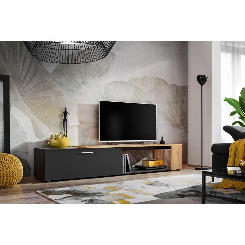 Meuble TV "Maze II" - Noir/Beige - L 200 x H 39 X P 40 cm | Leroy Merlin