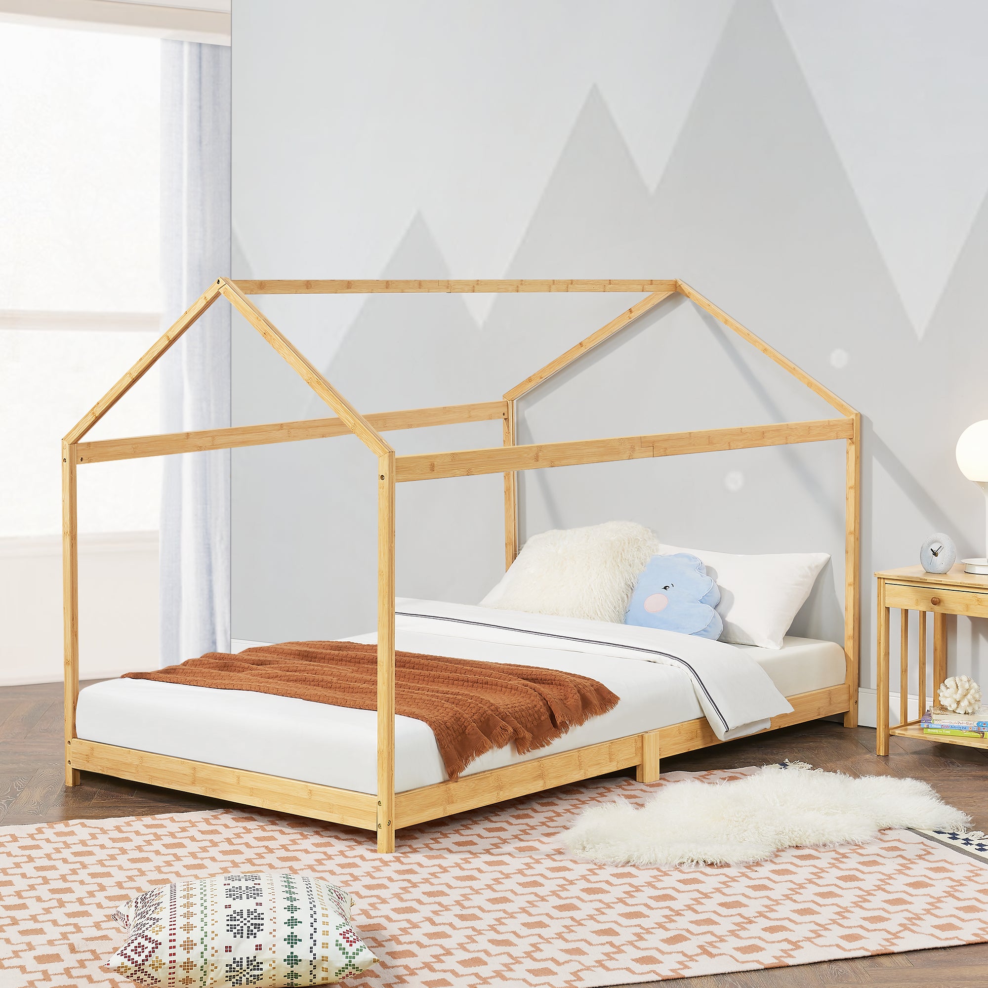 Cama infantil Vindafjord Simple en forma de casa bambú 80 x 160 cm ...