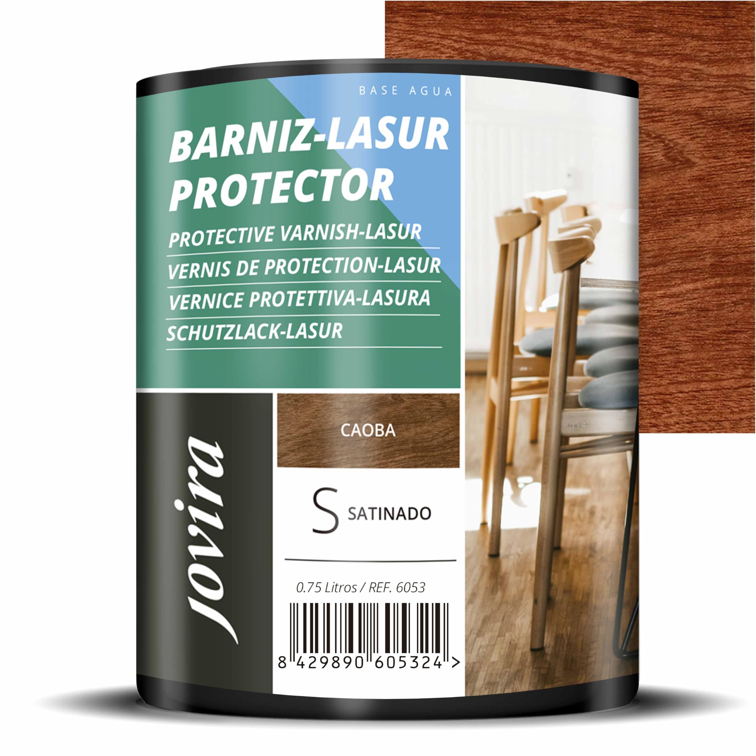 Lasur Protector Satinado Al Agua En Color Caoba. Capacidad: 0.750 ...