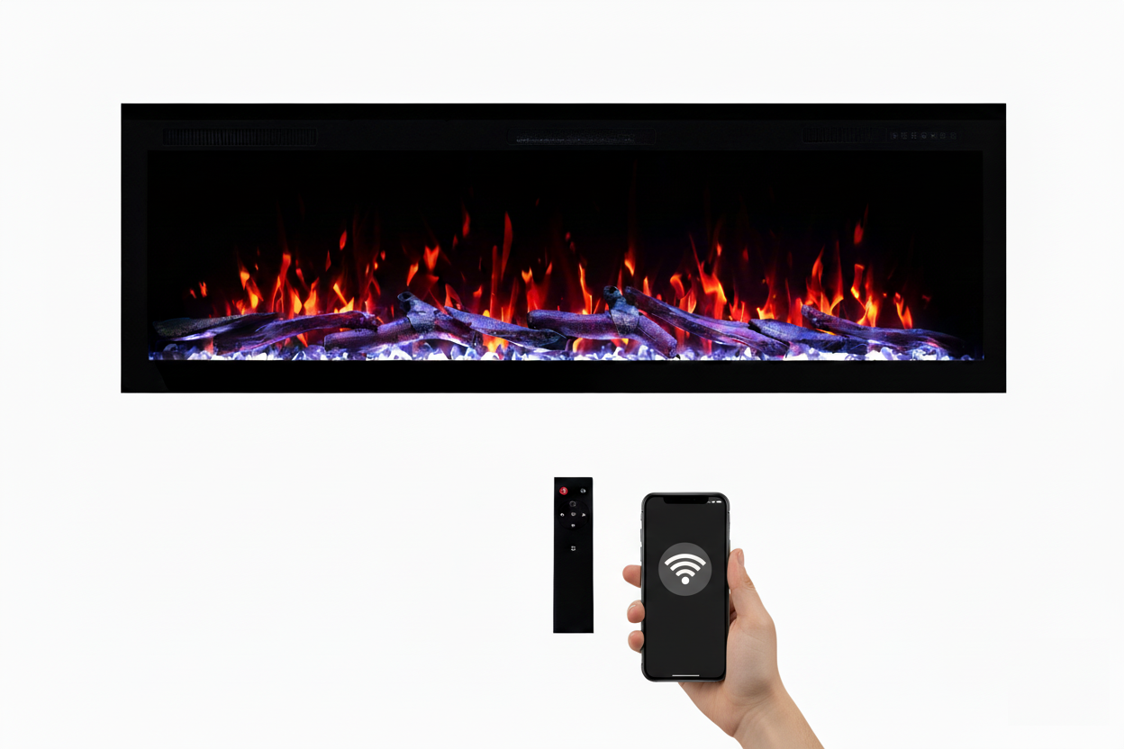 Cheminée électrique Weka Fireplace E42 WiFi, Montage mural et encastré ...