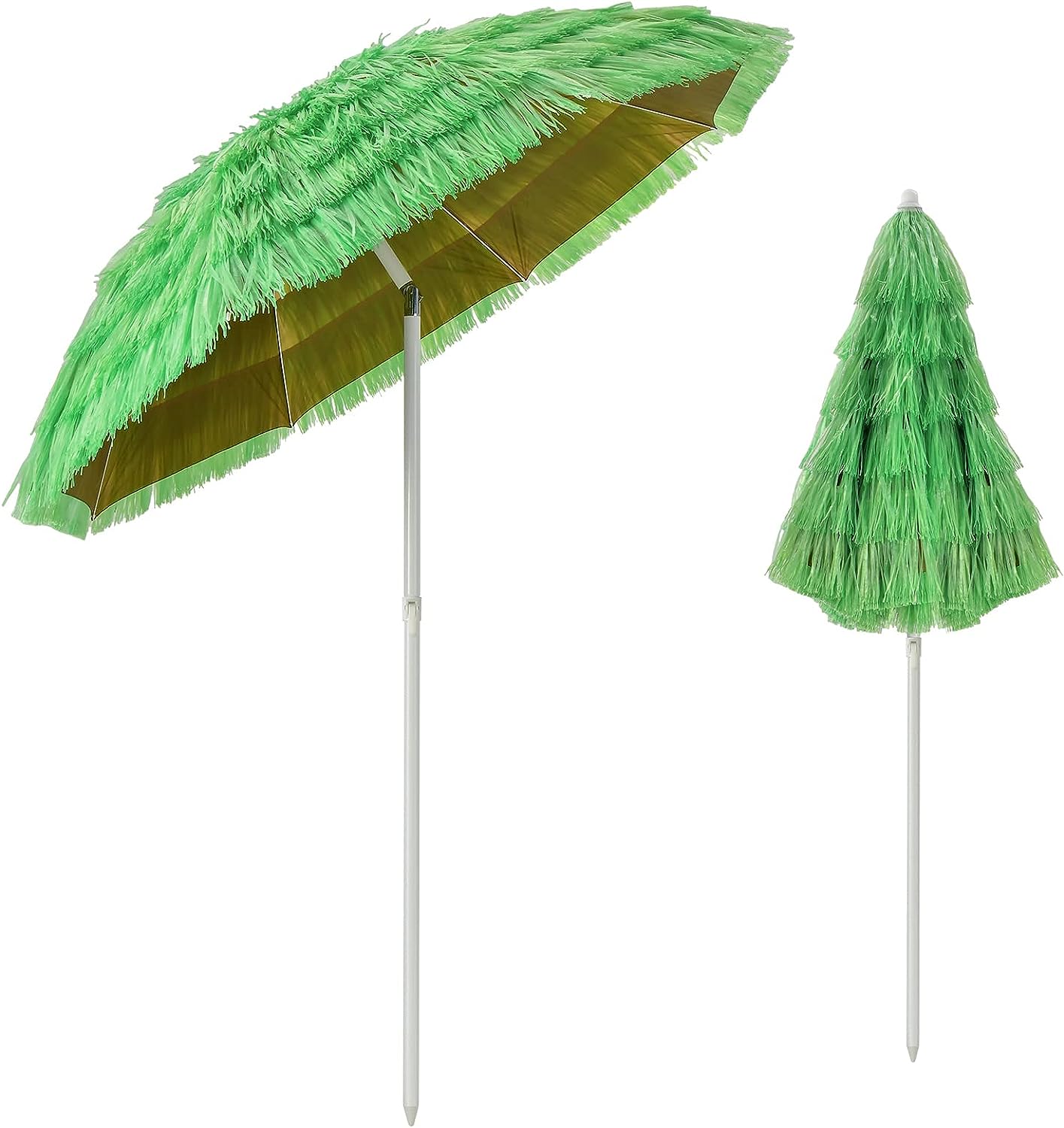 Parasol de plage inclinable en paille de PP 175 cm fixation toit de ...