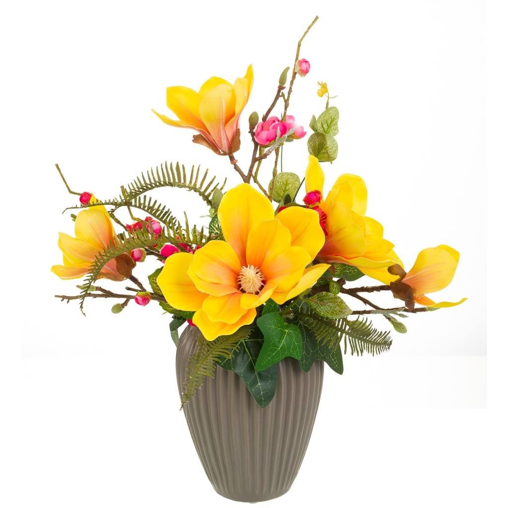 Vase en céramique avec bouquet de fleurs 43x24x44h | Leroy Merlin