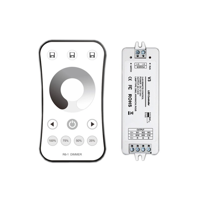 Monochrome LED Control remoto - Variación de intensidad - RF 2.4G - 3 ...