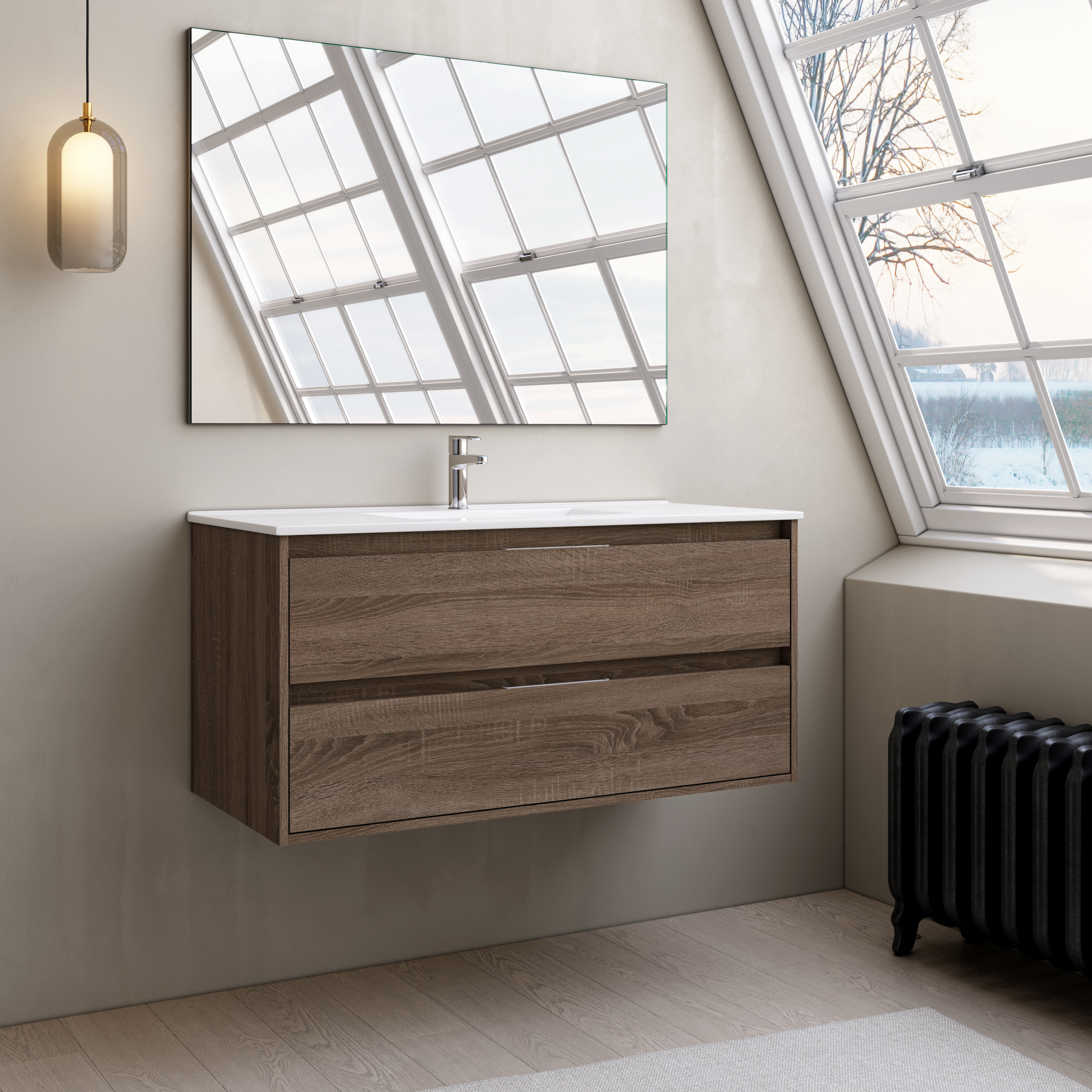 EGORE Meuble de salle de bain avec lavabo PISA 2 Tiroirs Grande ...