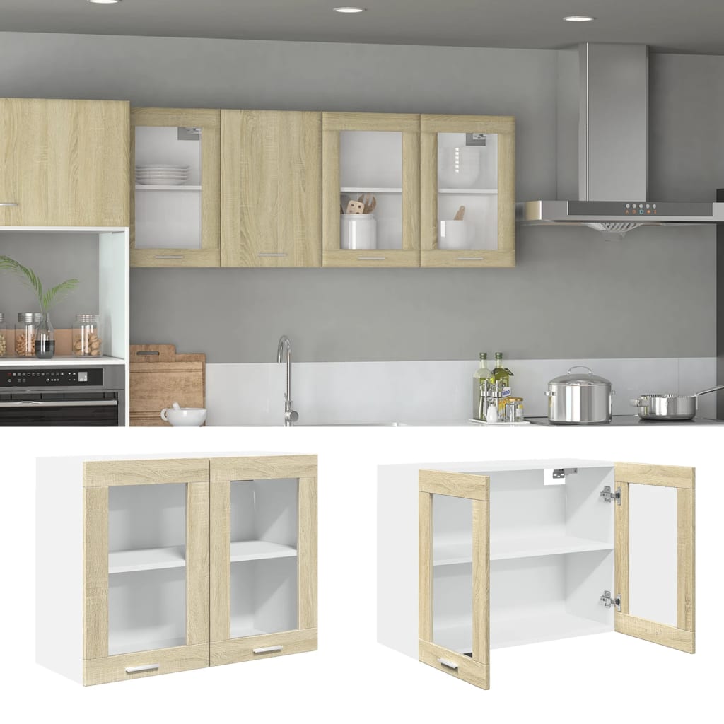 Armoire en verre suspendue Chêne sonoma 80x31x60 cm Aggloméré | Leroy ...