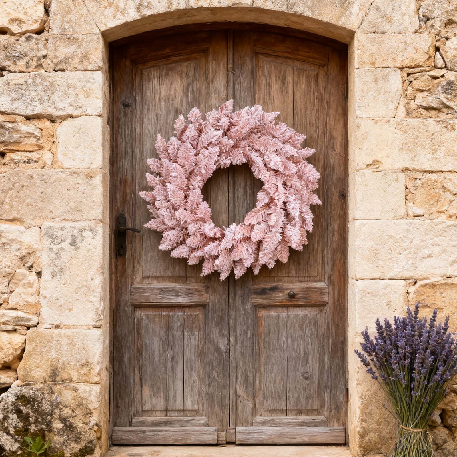 Juego de 2 coronas de Navidad rosas con flores artificiales, guirnaldas ...