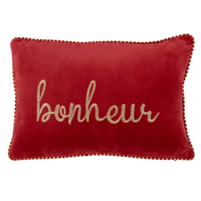 Coussin Déco Bonheur "Ellis" 30x45cm Rouge | Leroy Merlin