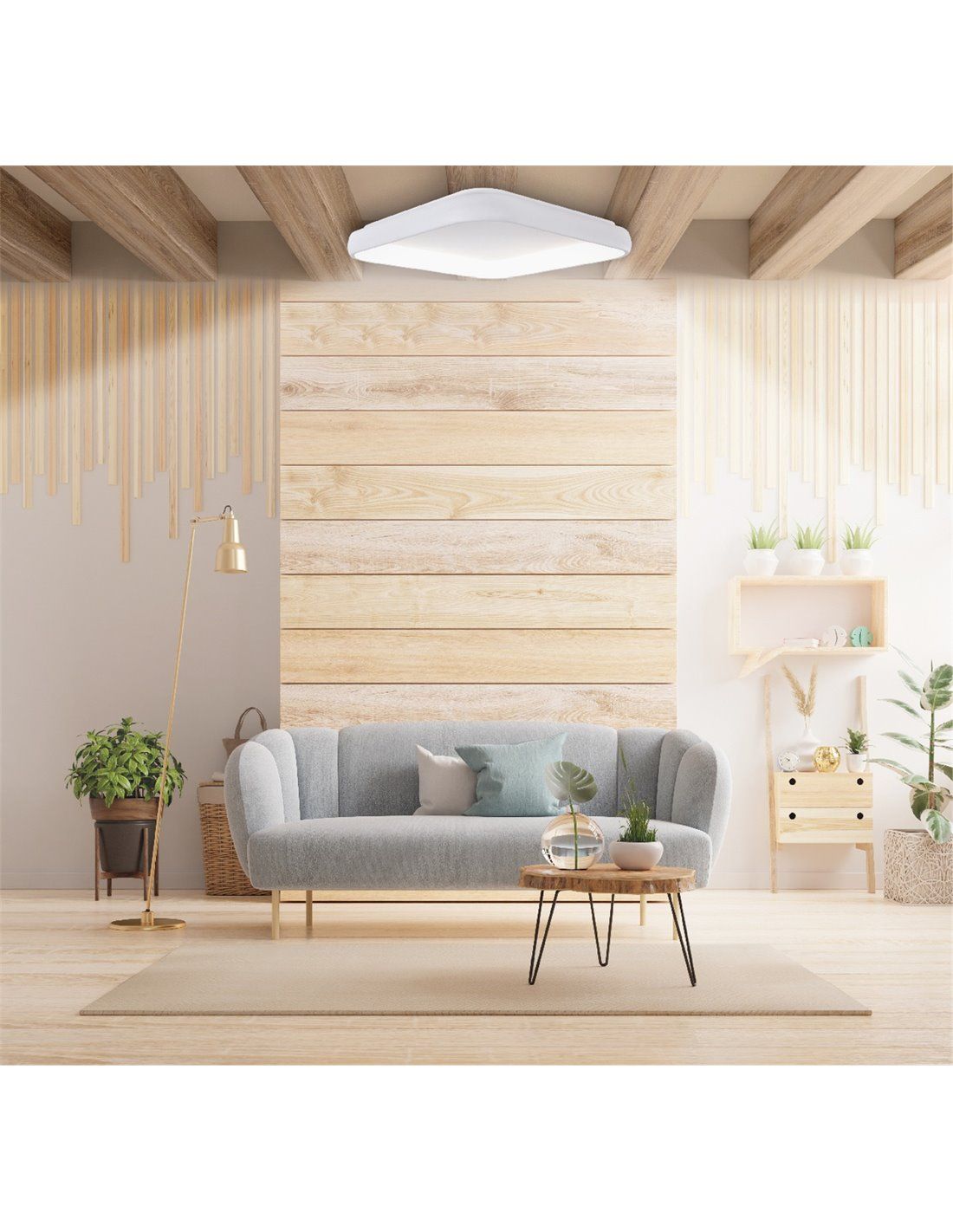 Plafonnier LED carré Simola 51W 4000K Blanc | Leroy Merlin