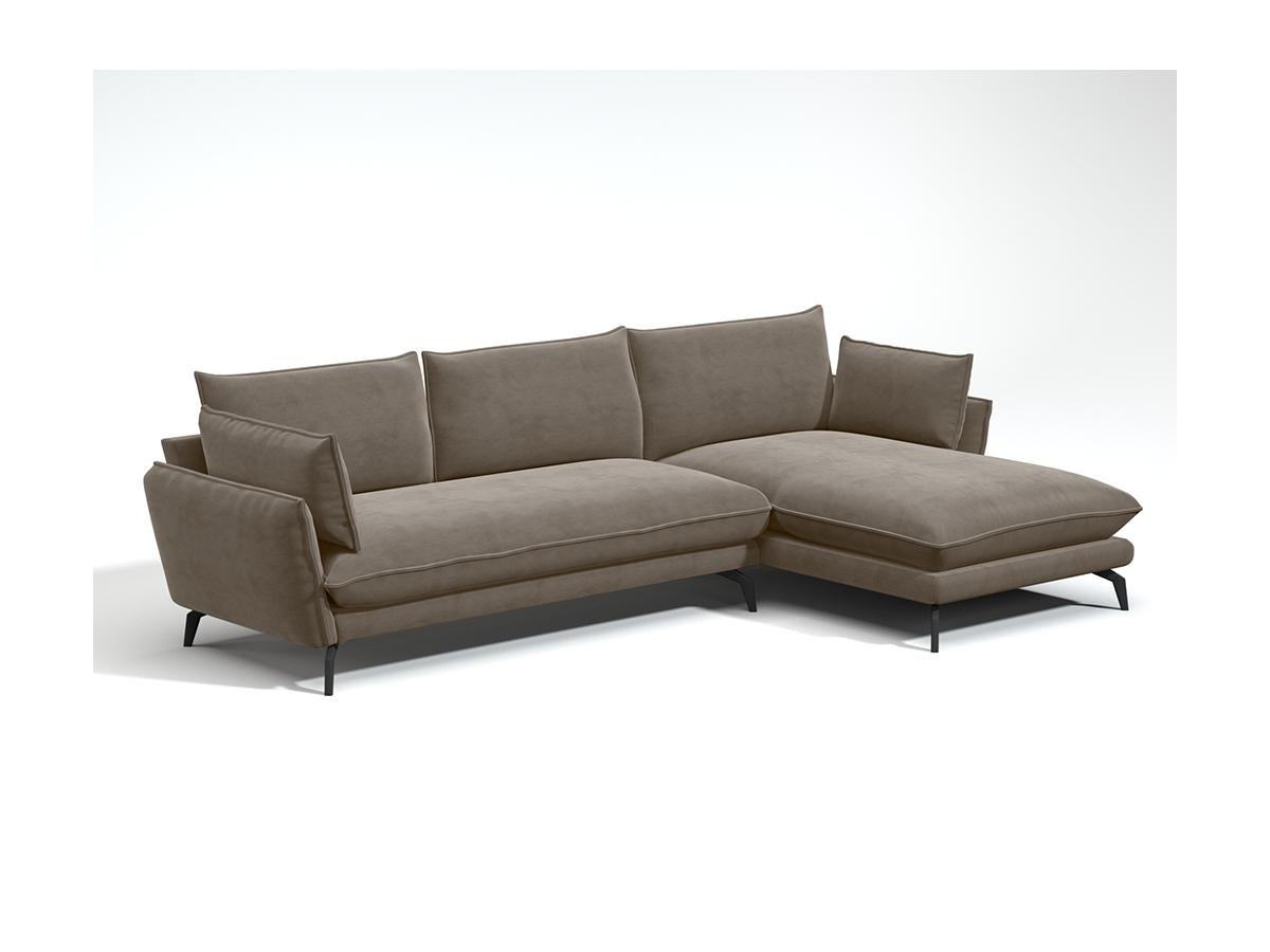 Canapé d'angle en velours MEROPE - Taupe - Angle droit | Leroy Merlin