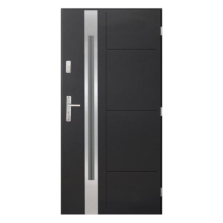Porte d'entrée SOLEA 90 cm en acier inoxydable - Couleur: Anthracite ...