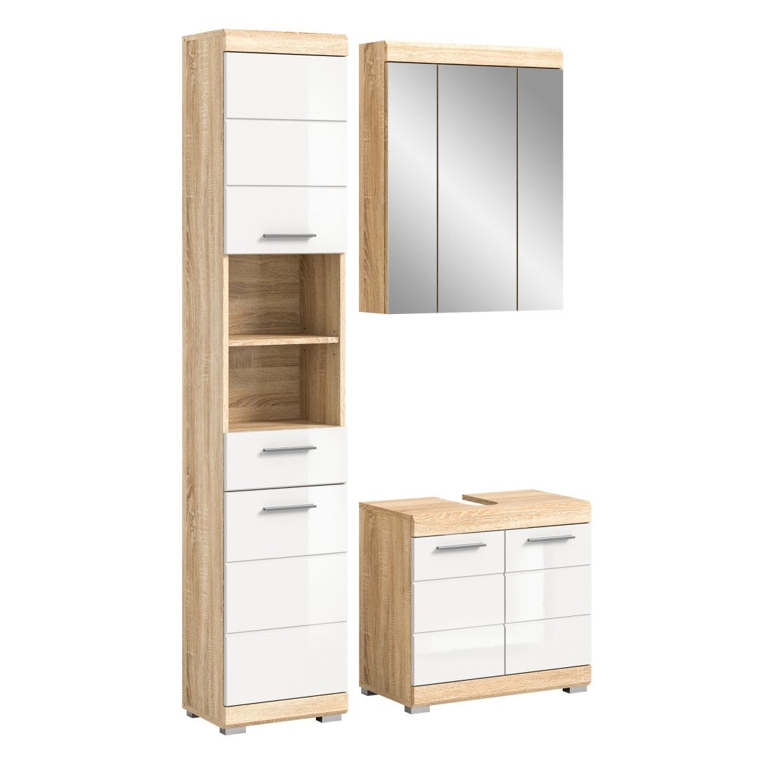 Set da bagno LEWOTO – 1 colonna, 1 mobile sotto lavabo, 1 armadietto ...