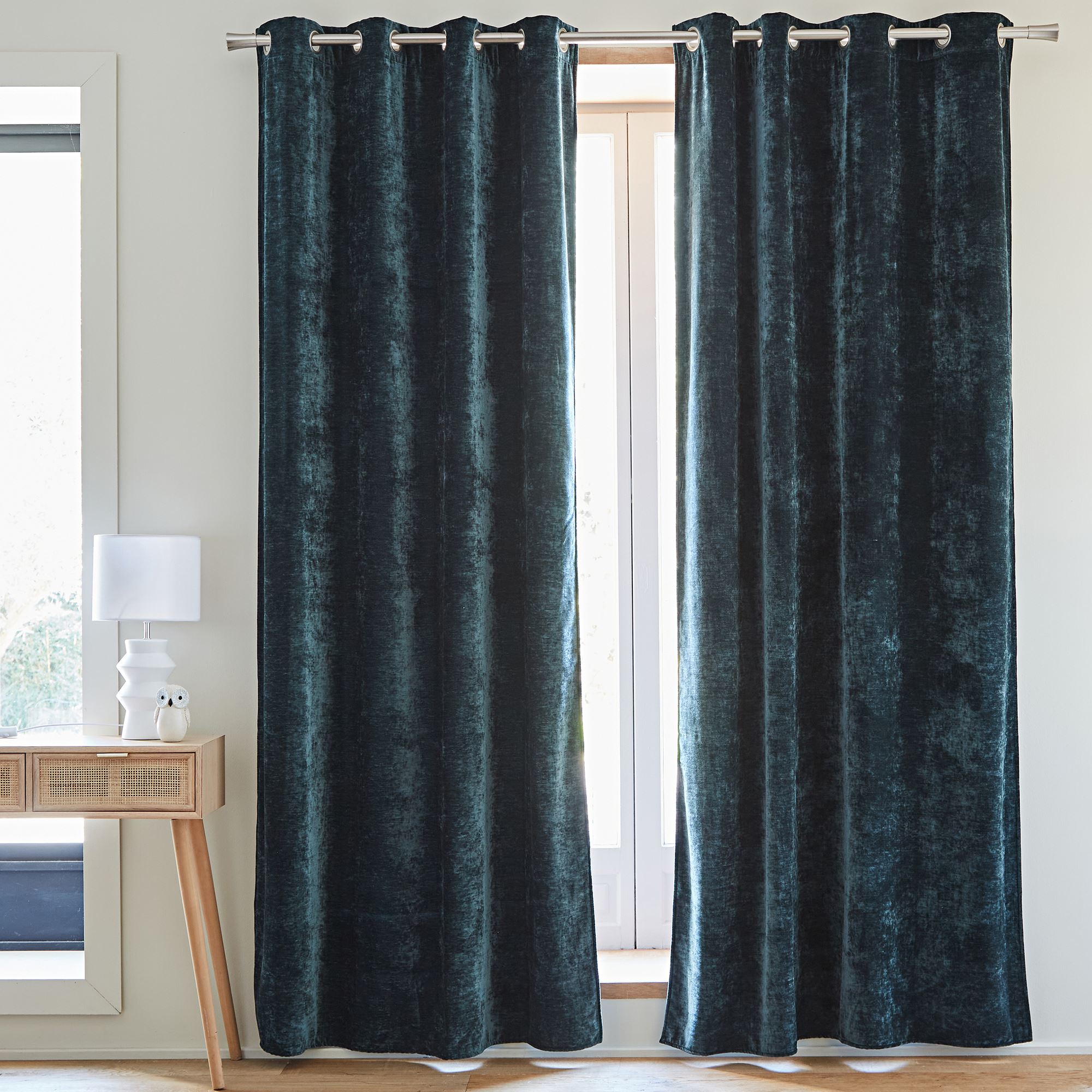 Rideau VELOURS FLAMME 135x180 vert cèdre en polyester | Leroy Merlin