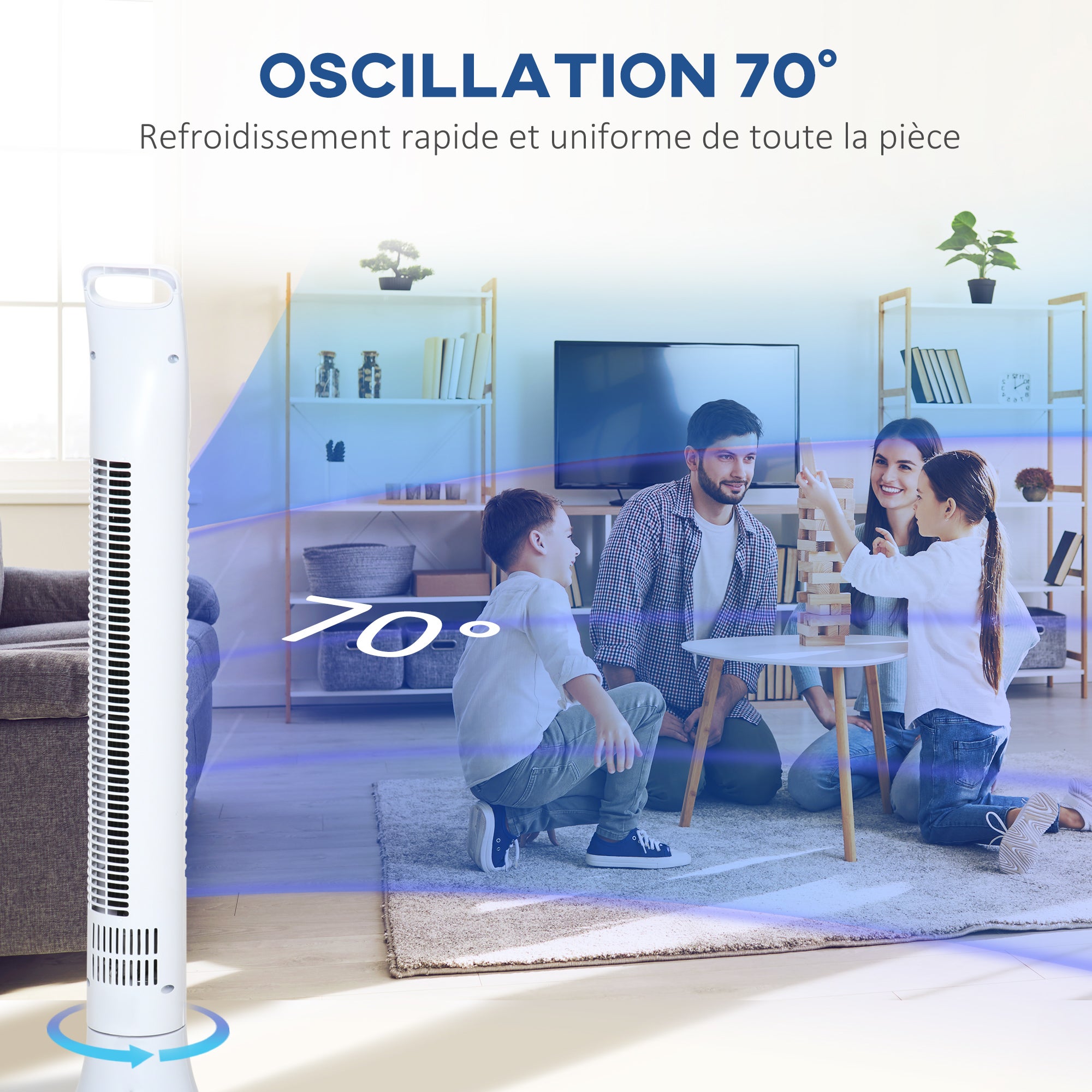 Ventilador de torre oscilante silencioso, 40 W, mando a distancia ...