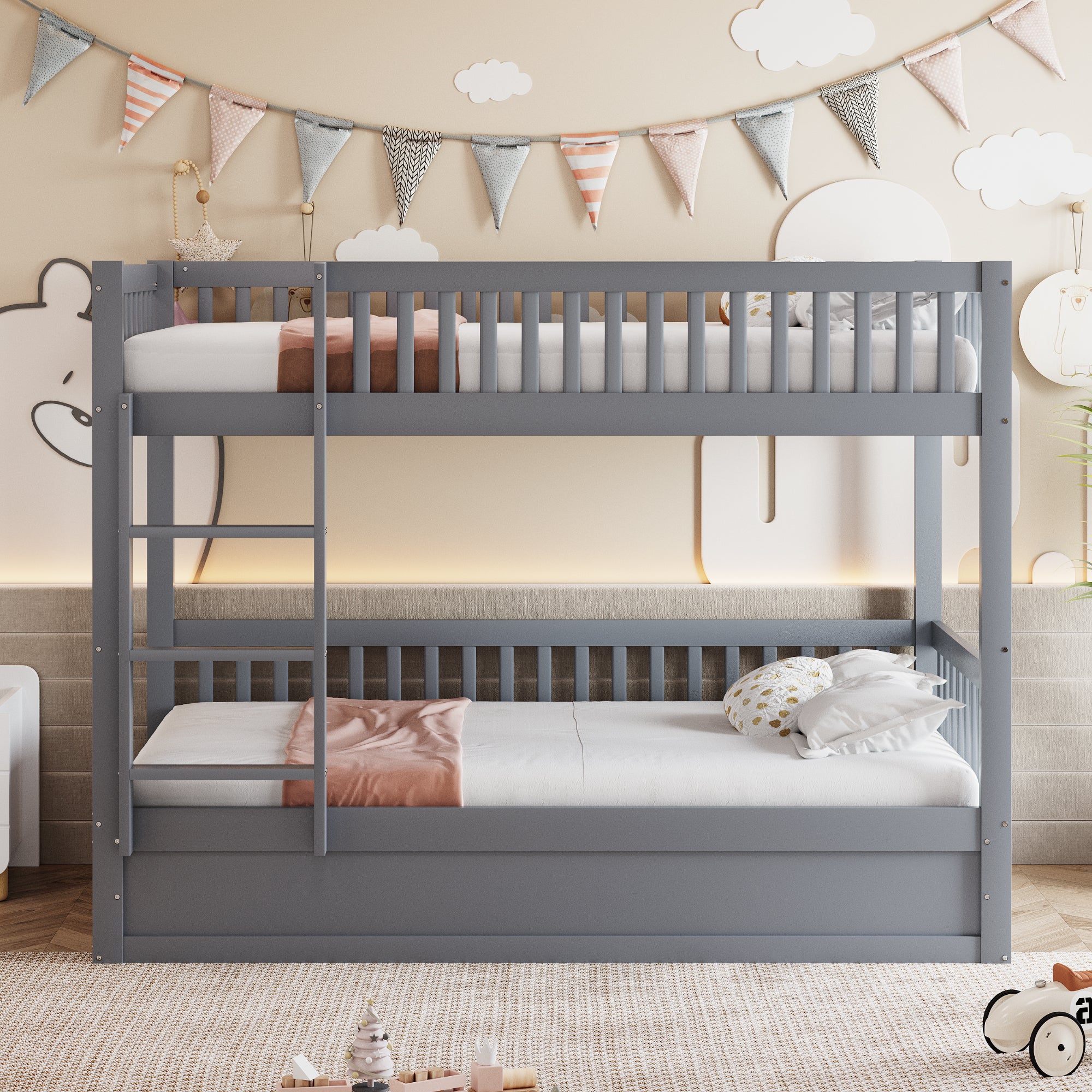 Litera infantil 90 x 200 cm - Madera maciza - Cama con cajón debajo ...