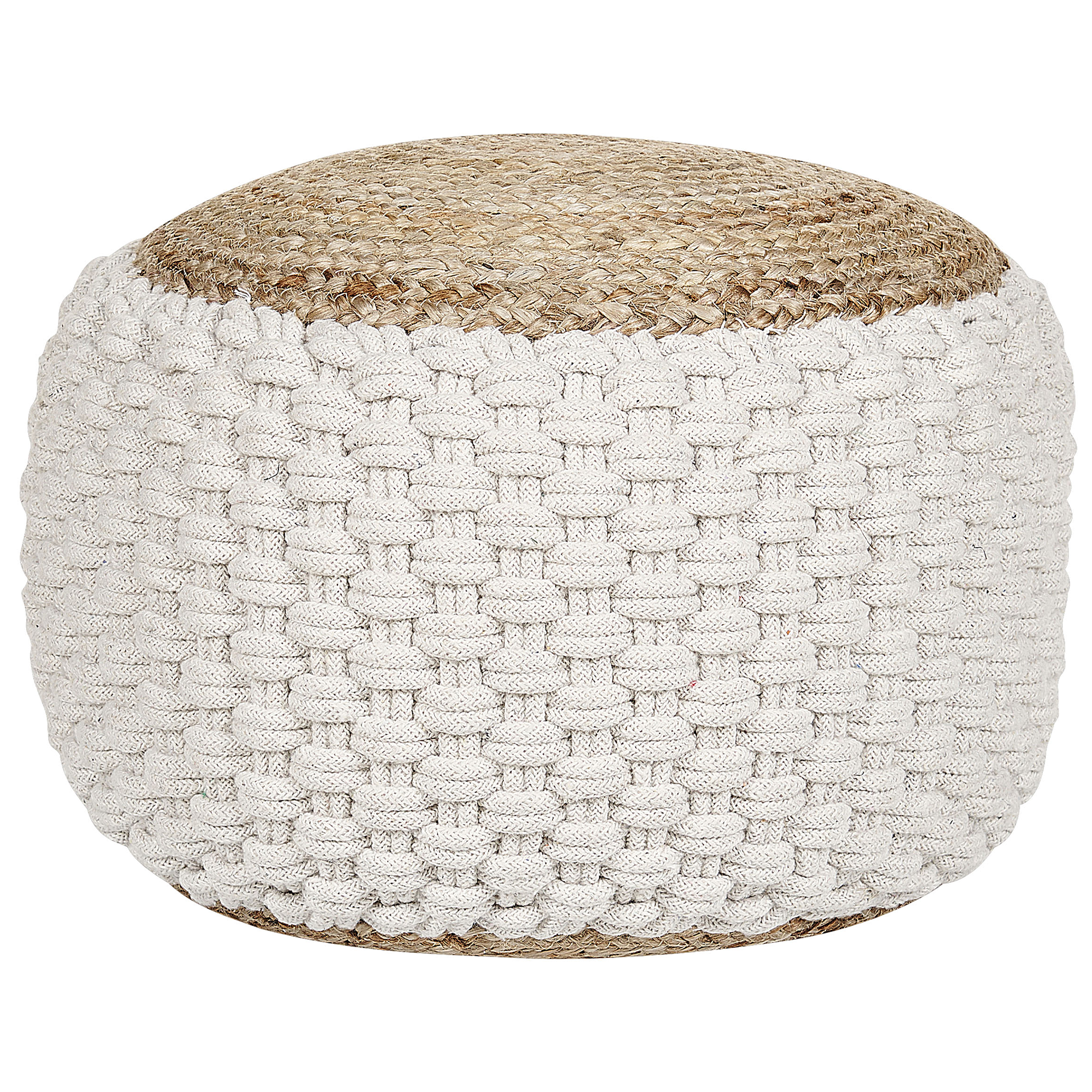 Pouf cotone bianco e beige AIZA | Leroy Merlin