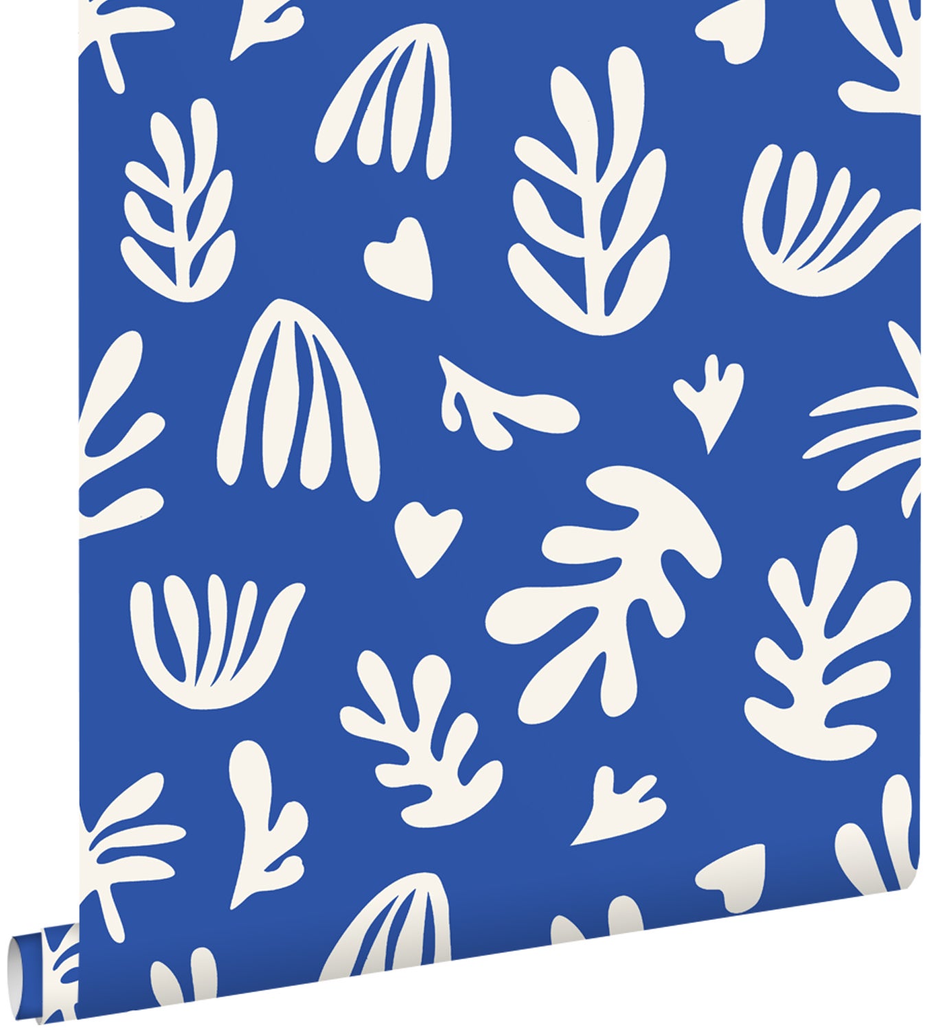 Papel pintado plantas en estilo Matisse azul y blanco - 50 x 900 cm ...
