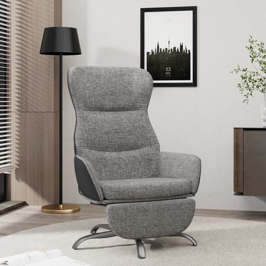 Chaise de relaxation avec repose-pieds Gris clair Tissu vidaXL | Leroy ...