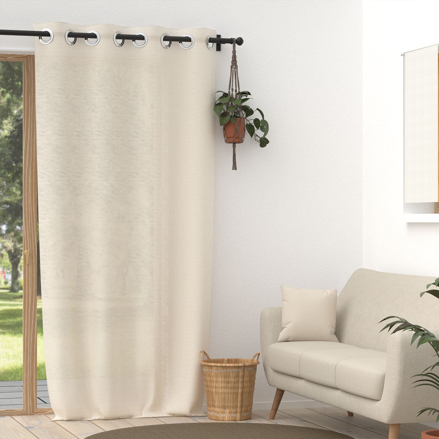 Voile lin à oeillets 135x250 cm LINEN naturel, par Soleil d'Ocre ...