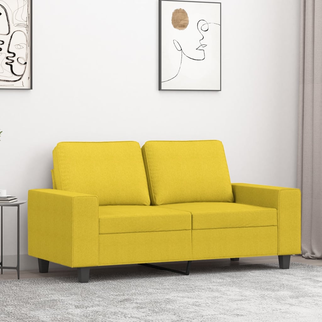 Sofá de 2 plazas de tela amarillo claro 120 cm | Leroy Merlin