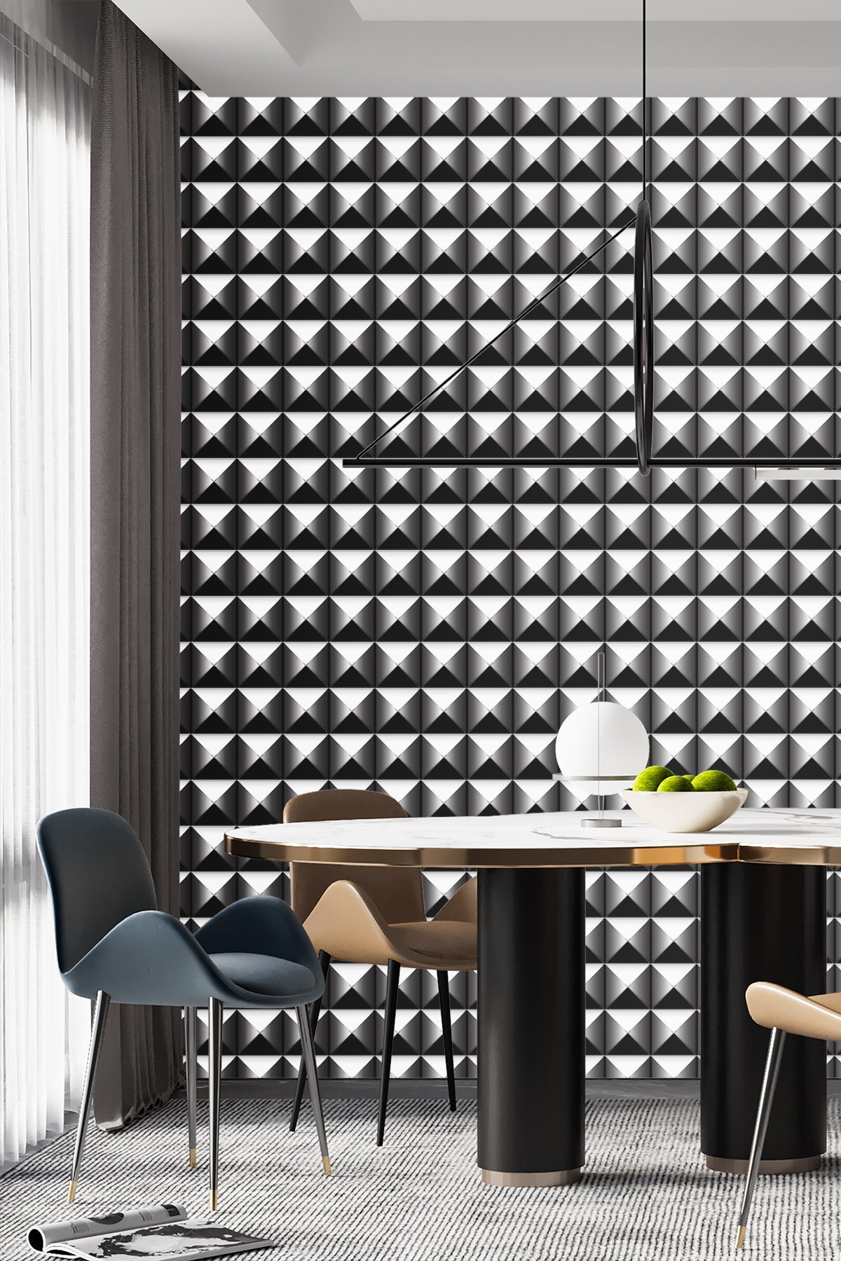 Papier peint Prisma Noir | Leroy Merlin