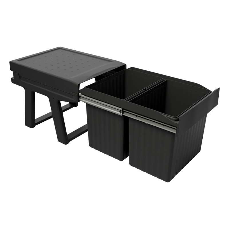 Poubelle coulissante 32l 2 seaux - Profondeur : 473 mm - Contenance ...